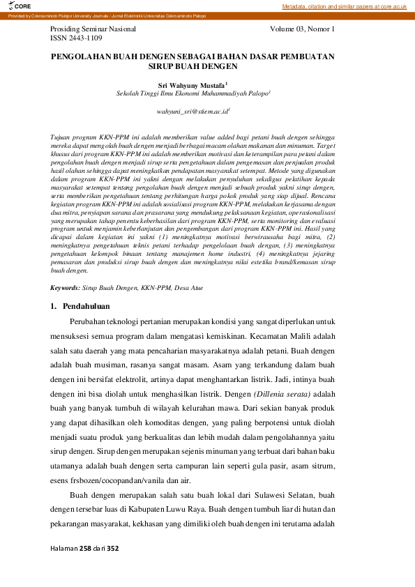 (PDF) Pengolahan Buah Dengen Sebagai Bahan Dasar Pembuatan Sirup Buah ...