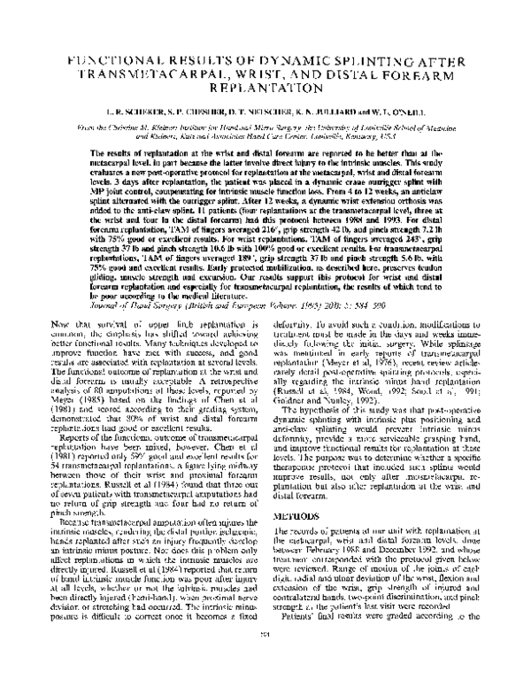 (PDF) Functional Results of Dynamic Splinting after Transmetacarpal ...