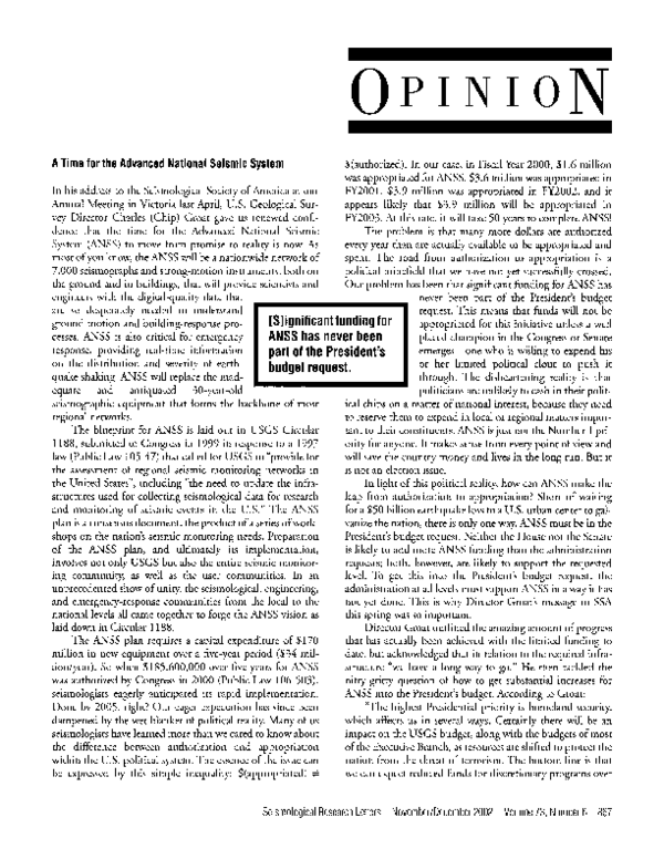(PDF) A Time for the Advanced National Seismic System