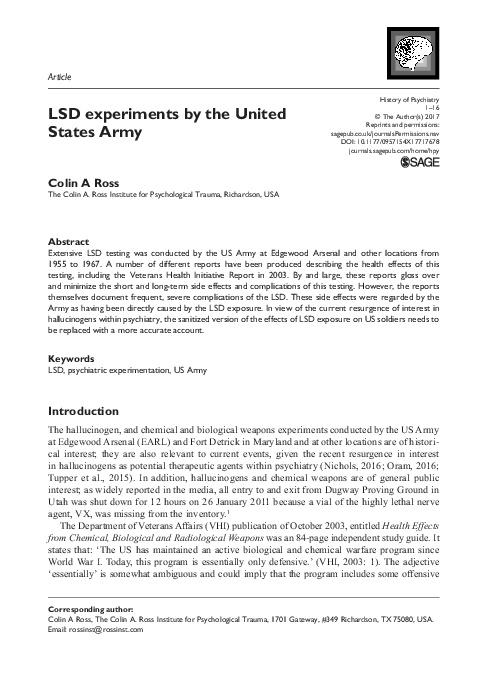 (PDF) LSD experiments by the United States Army