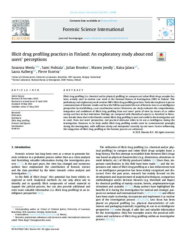 (PDF) Illicit drug profiling practices in Finland: An exploratory study ...
