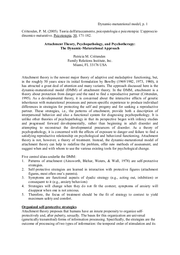 (PDF) Attachment Theory, Psychopathology, and Psychotherapy: The ...