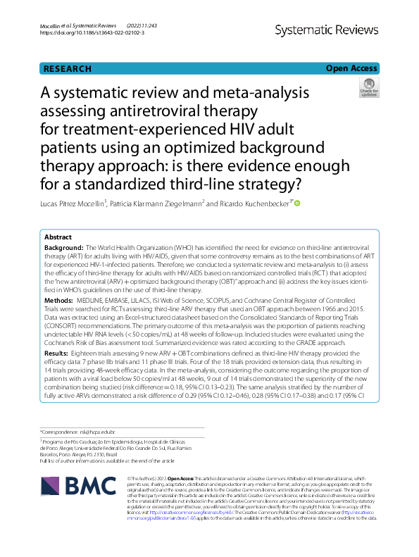 (PDF) A systematic review and meta-analysis assessing antiretroviral ...