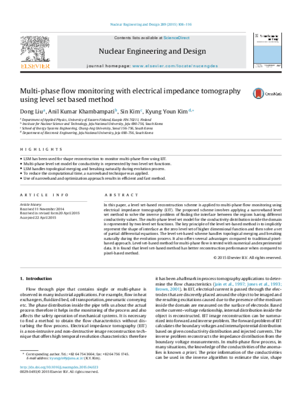 (PDF) Multi-phase flow monitoring with electrical impedance tomography using level set based method