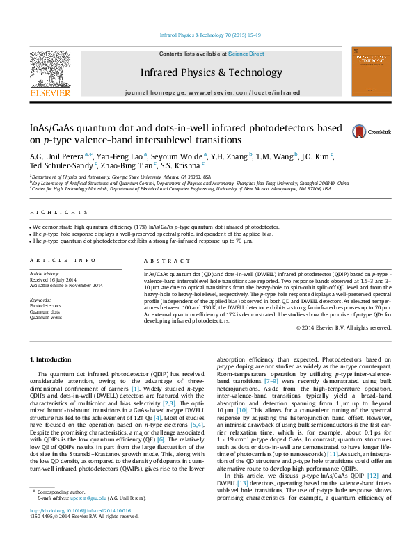 (PDF) InAs/GaAs quantum dot and dots-in-well infrared photodetectors ...