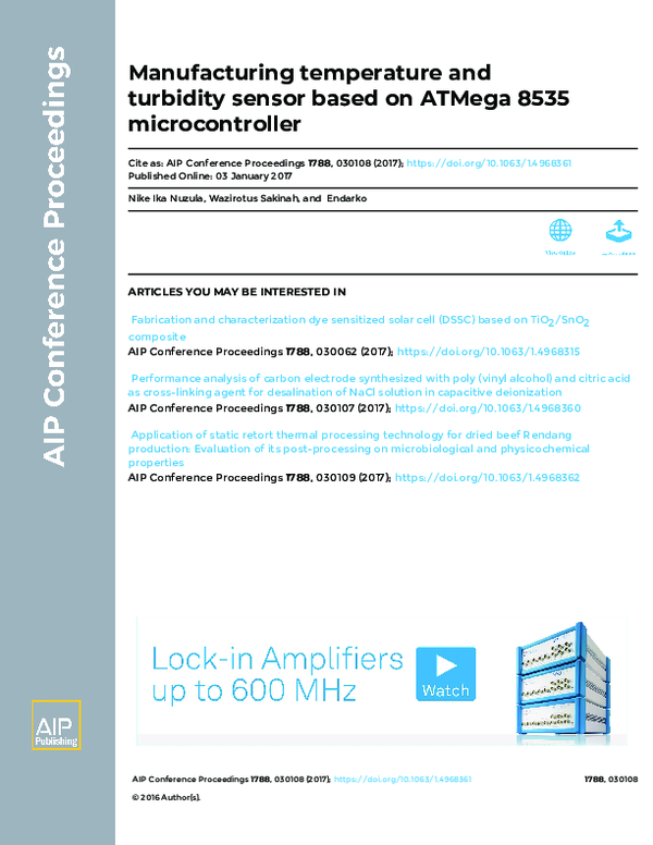 (PDF) Manufacturing temperature and turbidity sensor based on ATMega 8535 microcontroller