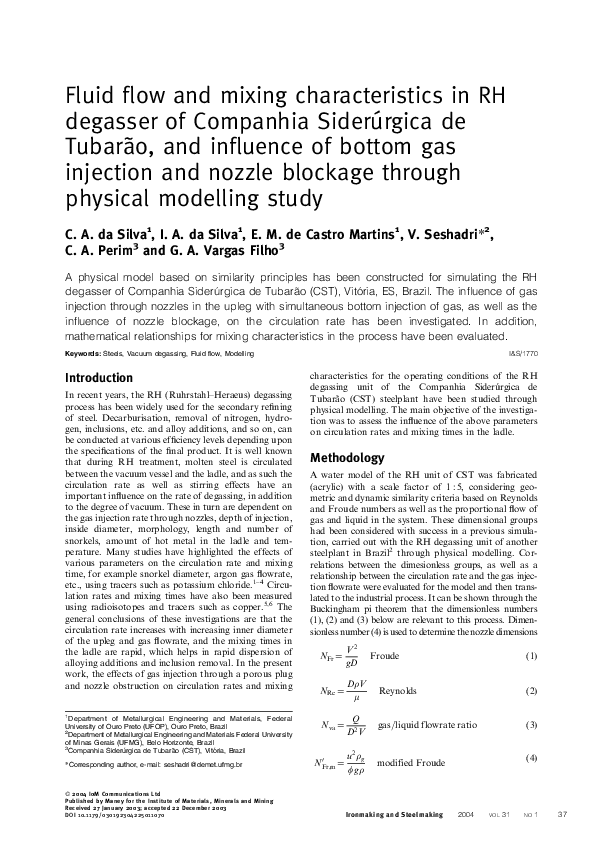 (PDF) Fluid flow and mixing characteristics in RH degasser of Companhia ...