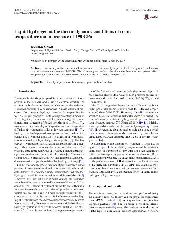 (PDF) Liquid hydrogen at the thermodynamic conditions of room ...