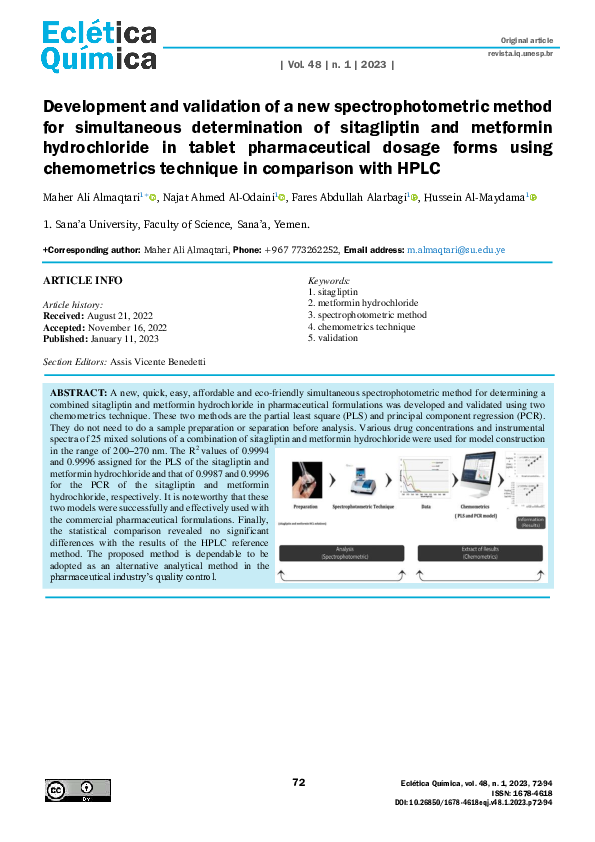 (PDF) Development and validation of a new spectrophotometric method for simultaneous ...