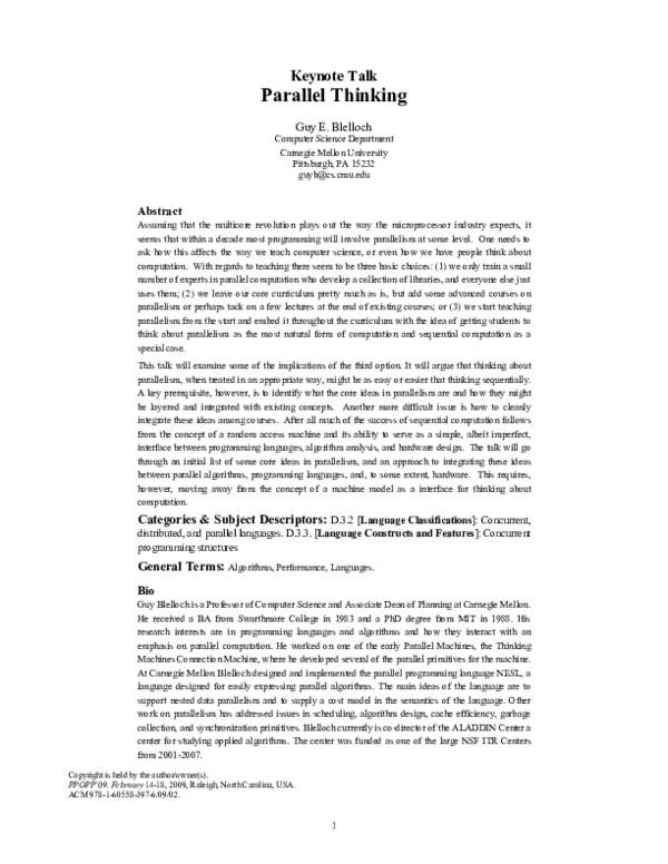 (PDF) Parallel thinking