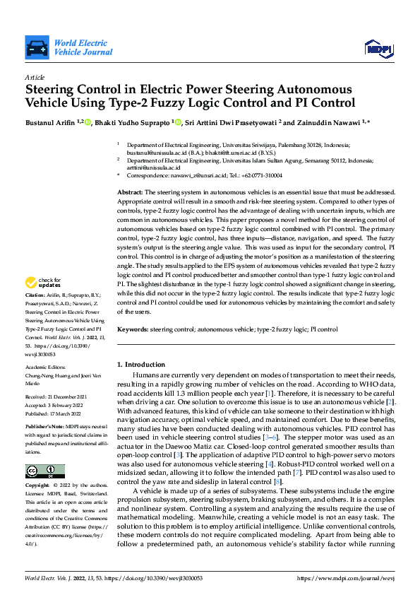 (PDF) Steering Control in Electric Power Steering Autonomous Vehicle ...