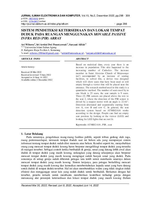 (PDF) Sistem Pendeteksi Ketersediaan Dan Lokasi Tempat Duduk Pada ...
