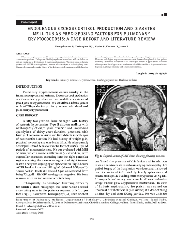 (PDF) Endogenous excess cortisol production and diabetes mellitus as ...