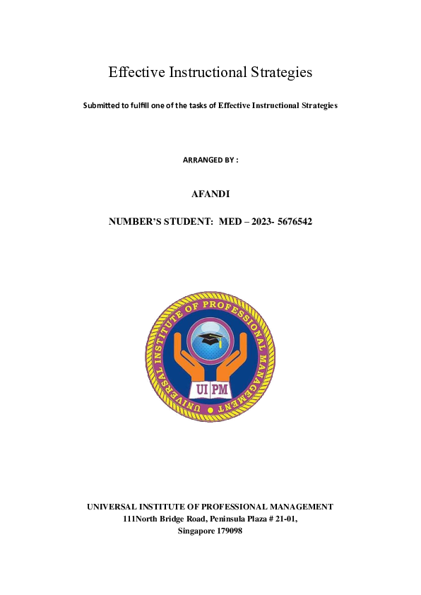 (PDF) Effective Instructional Strategies