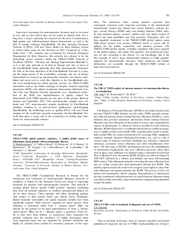 (PDF) T.P.3.07 TREAT-NMD work on standards of diagnosis and care of ...
