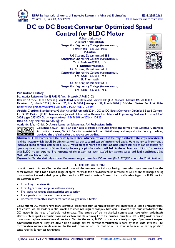 (PDF) DC to DC Boost Converter Optimized Speed Control for BLDC Motor