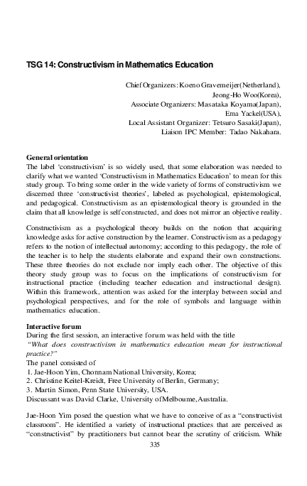 (PDF) TSG 14: Constructivism in Mathematics Education