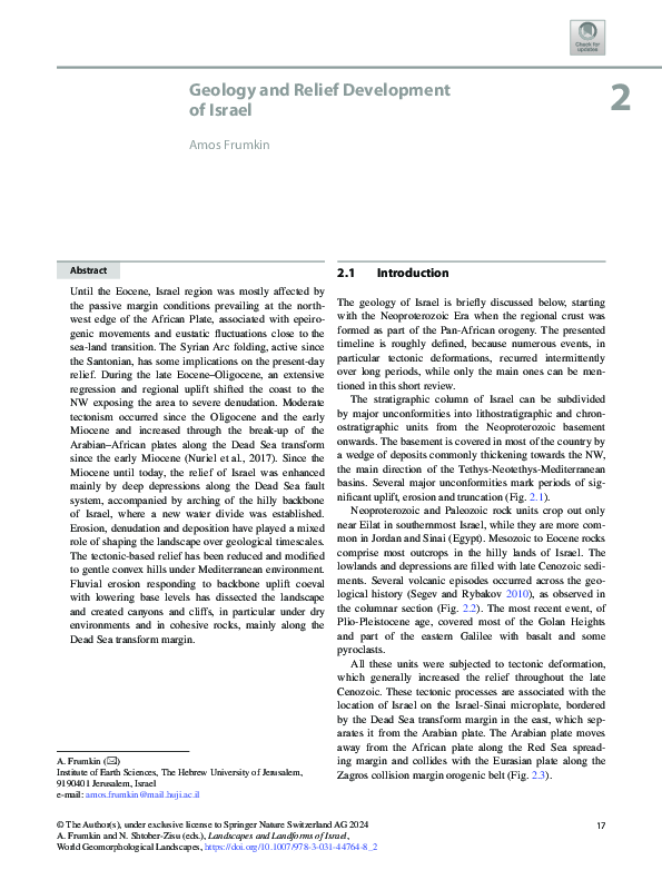 (PDF) Geology and Relief Development of Israel