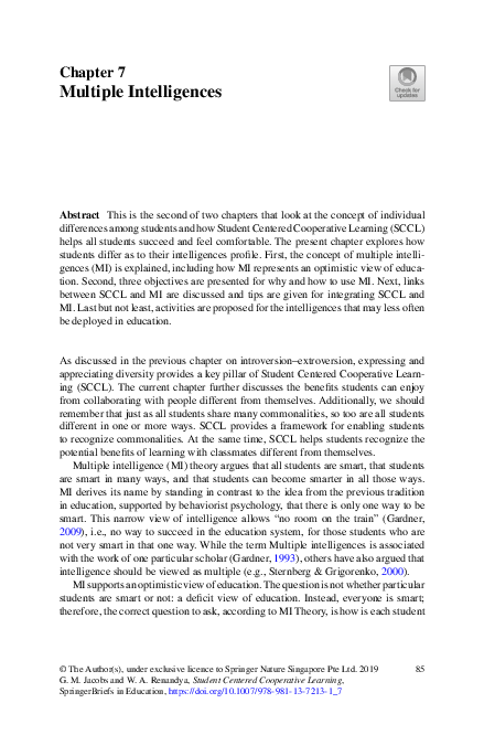 (PDF) Multiple Intelligences