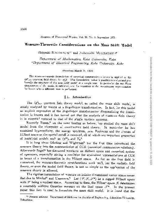 (PDF) Measure-Theoretic Insights into Mass Shift in Quantum Field Theory