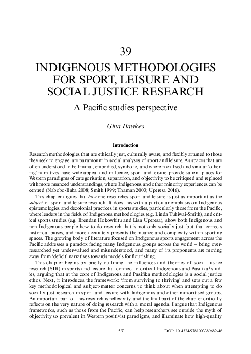 (PDF) Indigenous methodologies for sport, leisure and social justice research: a Pacific studies ...