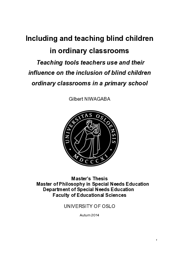 (PDF) Including and teaching blind children in ordinary classrooms ...