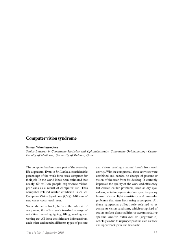 (PDF) Computer vision syndrome