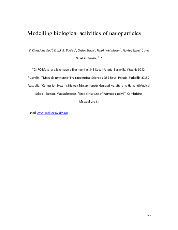 (PDF) Modeling Biological Activities of Nanoparticles