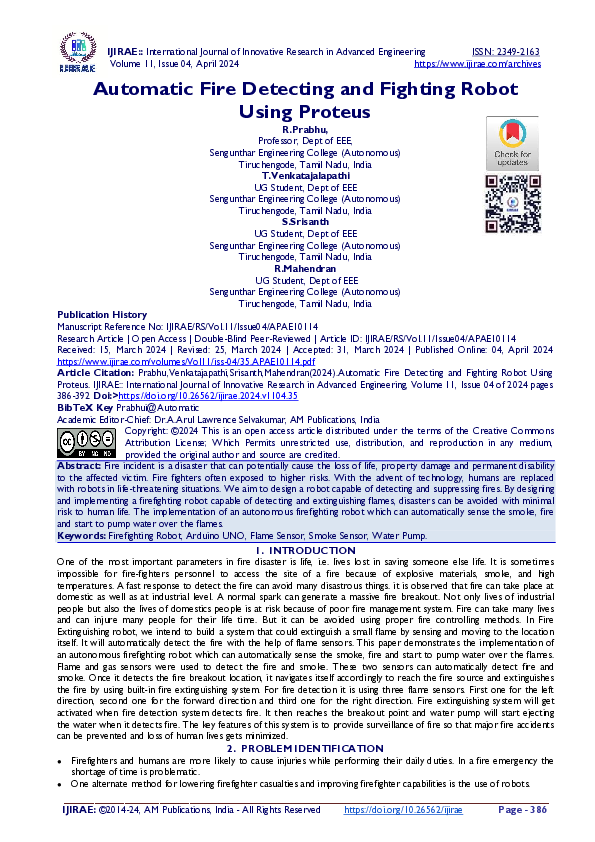 (PDF) Automatic Fire Detecting and Fighting Robot Using Proteus