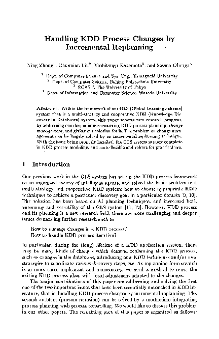 (PDF) Handling KDD process changes by incremental replanning | Yoshitsugu Kakemoto - Academia.edu