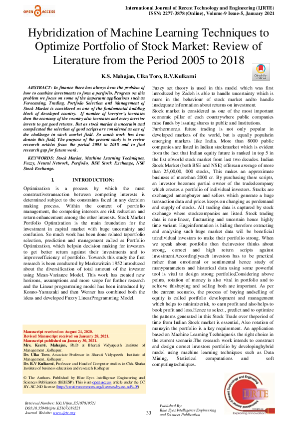 (PDF) Hybridization of Machine Learning Techniques to Optimize ...