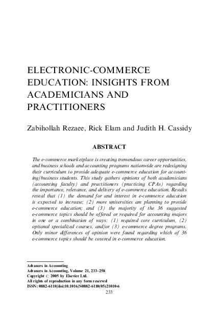 (PDF) Electronic-Commerce Education: Insights from Academicians and ...