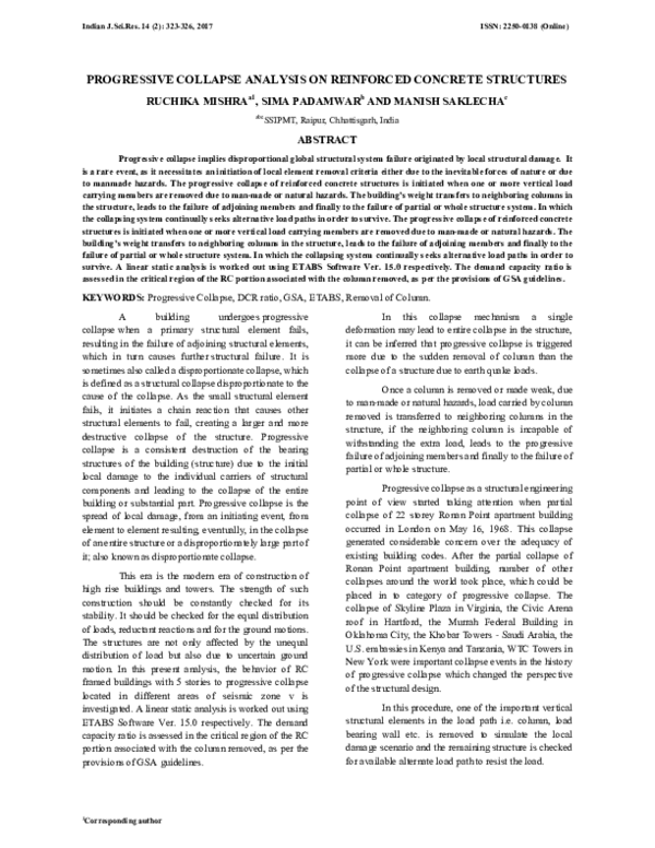 Pdf Progressive Collapse Analysis On Reinforced Concrete Structures