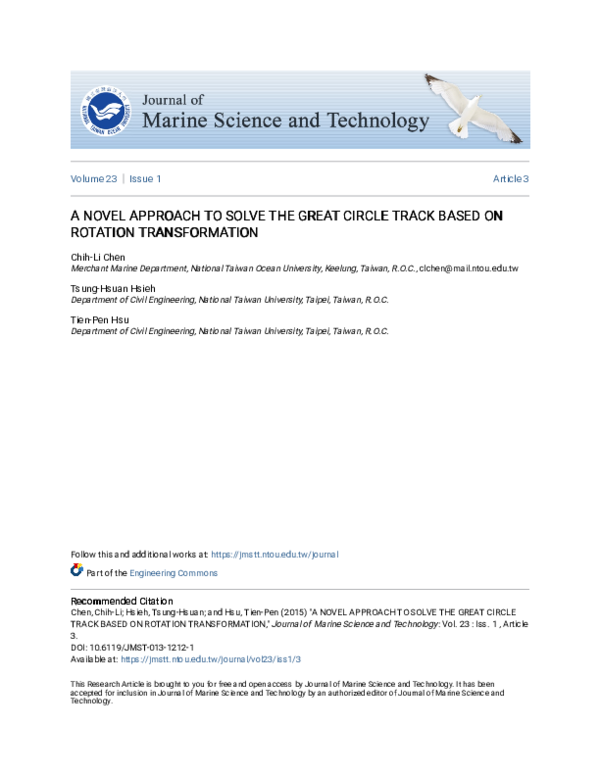 (PDF) A Novel Approach to Solve the Great Circle Track Based on ...