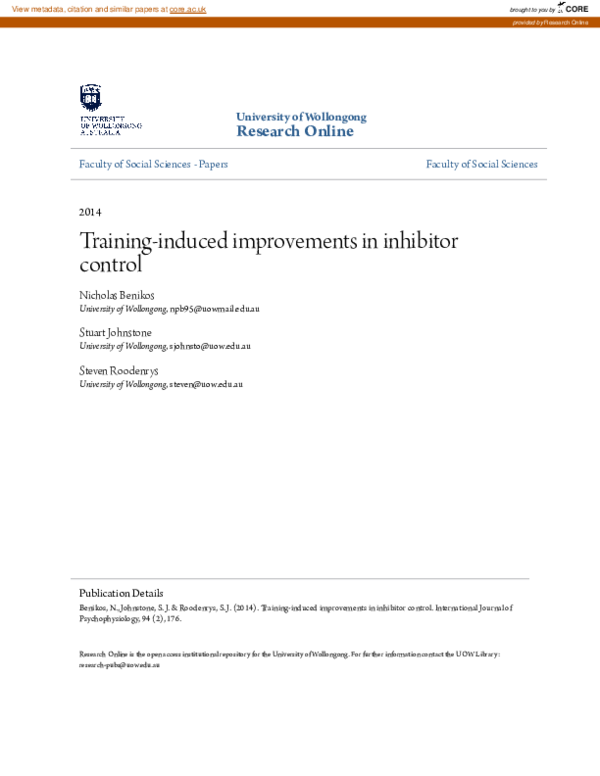 (PDF) Training-induced improvements in inhibitory control