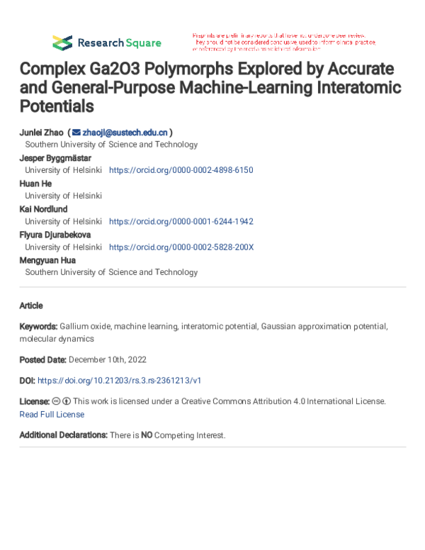(PDF) Complex Ga2O3 Polymorphs Explored by Accurate and General-Purpose ...