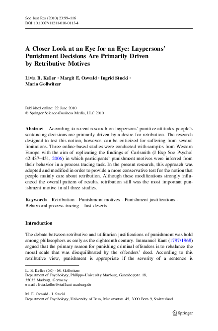 (PDF) A Closer Look at an Eye for an Eye: Laypersons’ Punishment ...