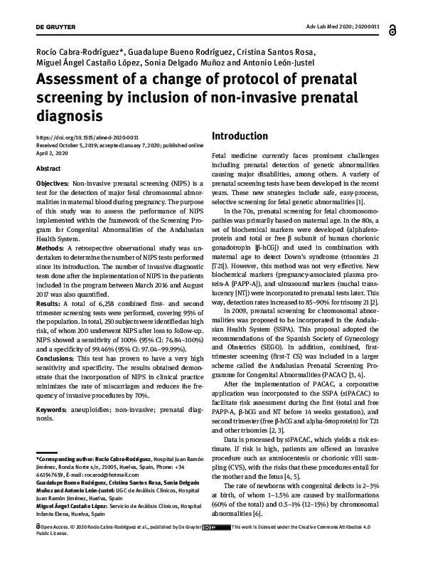(PDF) Assessment of a change of protocol of prenatal screening by ...