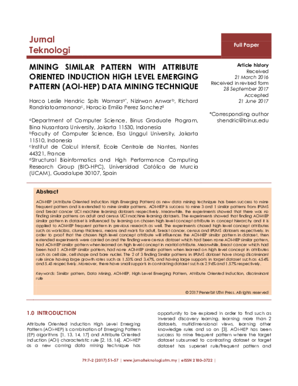 Pdf Mining Similar Pattern With Attribute Oriented Induction High Level Emerging Pattern Aoi