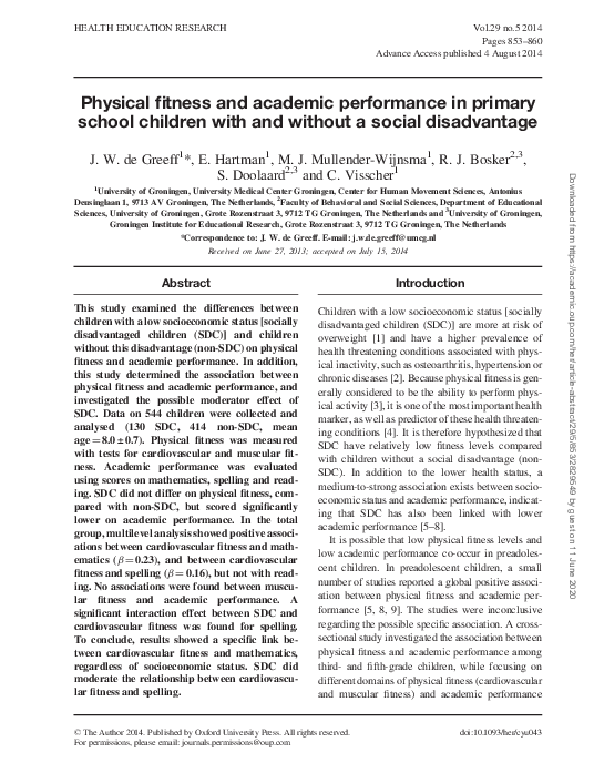 (PDF) Physical fitness and academic performance in primary school ...