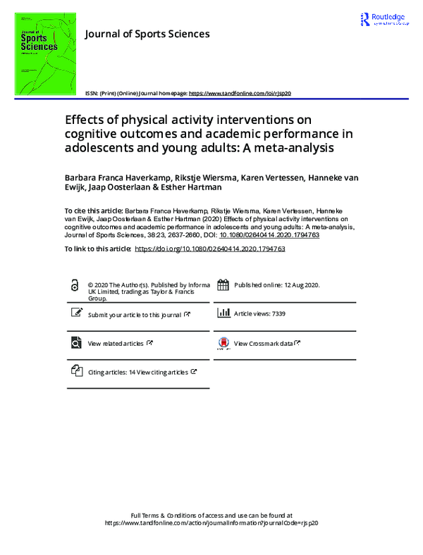 (PDF) Effects of physical activity interventions on cognitive outcomes and academic performance ...