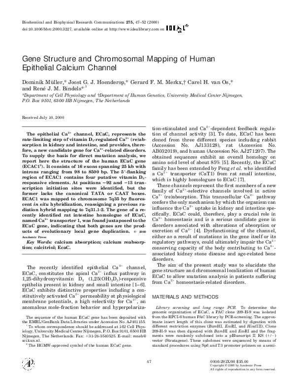(PDF) Gene Structure and Chromosomal Mapping of Human Epithelial ...