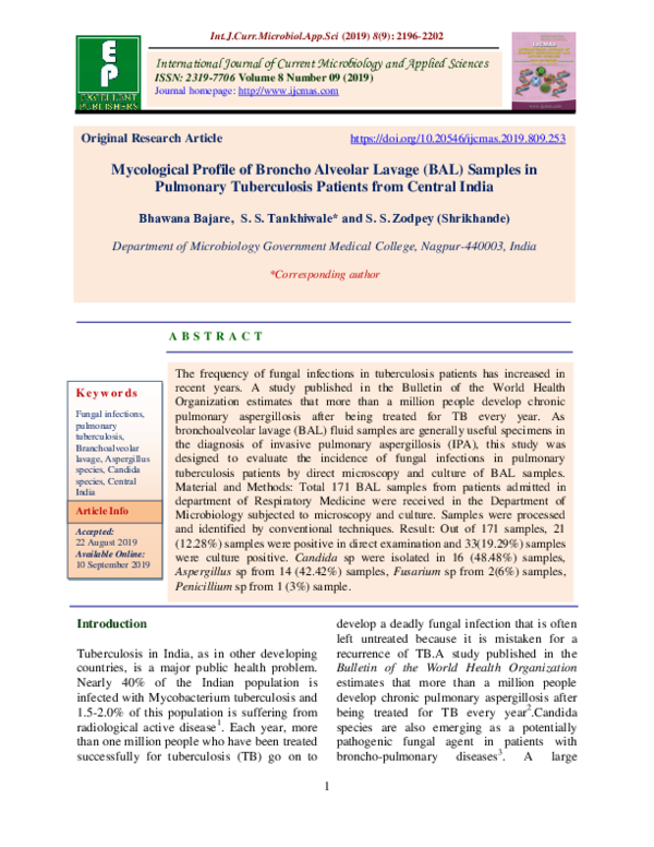 (PDF) Broncho-alveolar Lavage (BAL) for the Diagnosis of Sarcoidosic ...