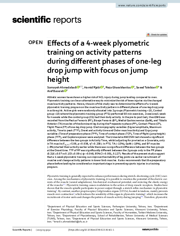 (PDF) Effects of a 4-week plyometric training on activity patterns during different phases of ...