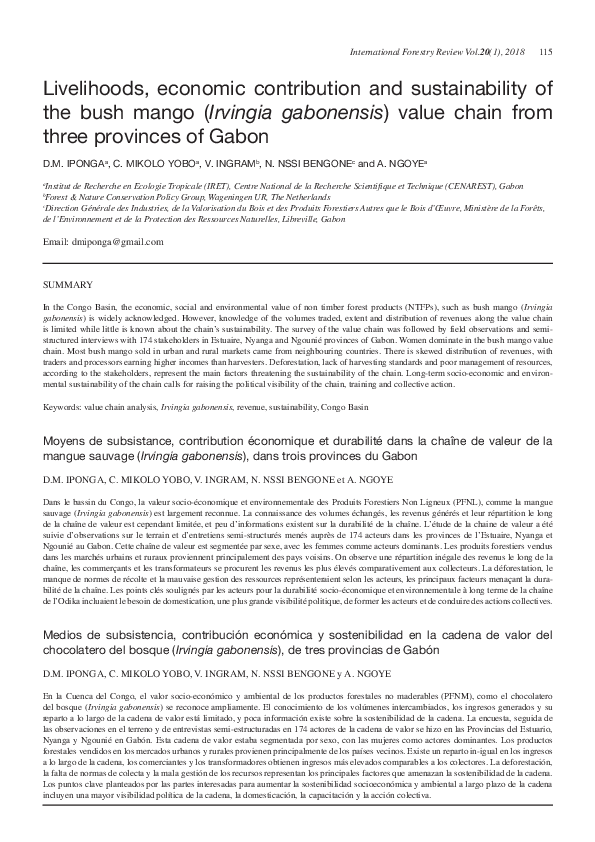 (PDF) Livelihoods, economic contribution and sustainability of the bush ...