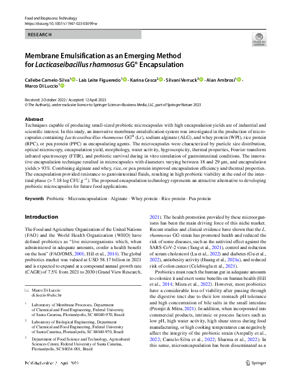 (PDF) Membrane Emulsification as an Emerging Method for ...