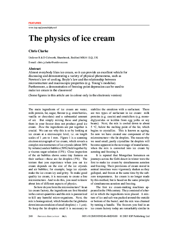 (PDF) The physics of ice cream