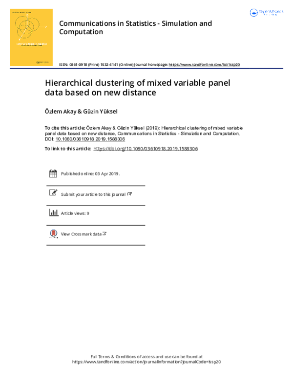 Pdf Hierarchical Clustering Of Mixed Variable Panel Data Based On New