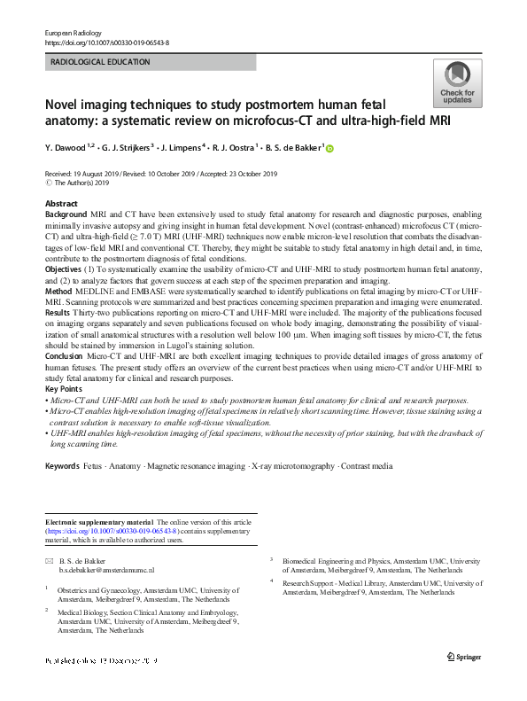 (PDF) Novel imaging techniques to study postmortem human fetal anatomy ...