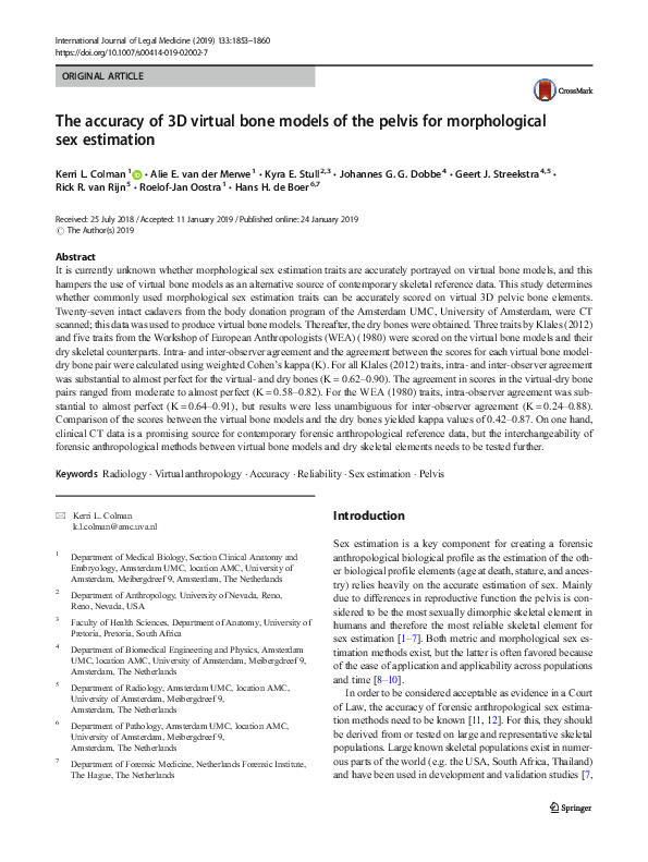 Pdf The Accuracy Of 3d Virtual Bone Models Of The Pelvis For